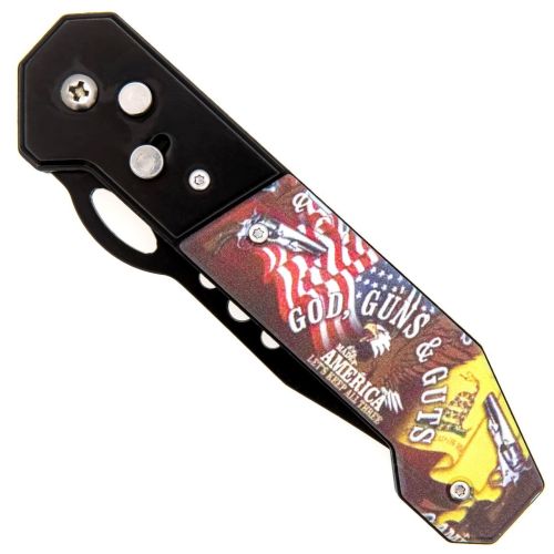 Code of Arms Automatic Push Button Switchblade Knife God Guns & Guts