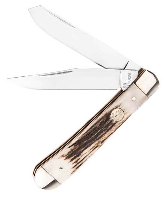 Boker Treebrand Trapper Stag, Slip Joint, D2 Blades, Satin Plain