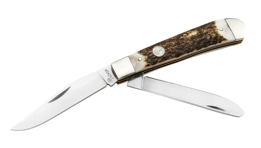 Boker Treebrand Trapper Stag, Slip Joint, D2 Blades, Satin Plain