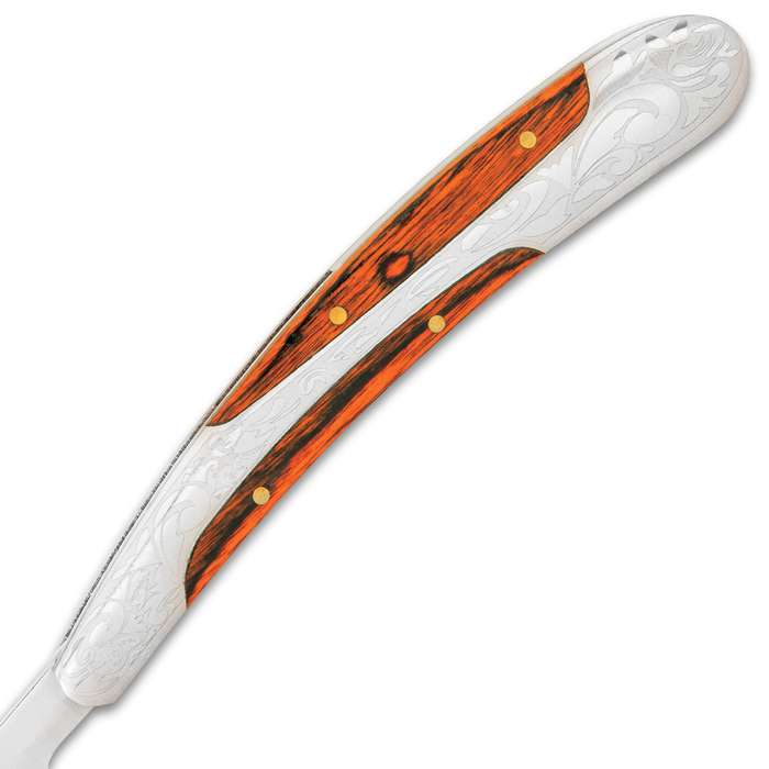 Kriegar Folding Straight Razor Knife Wood